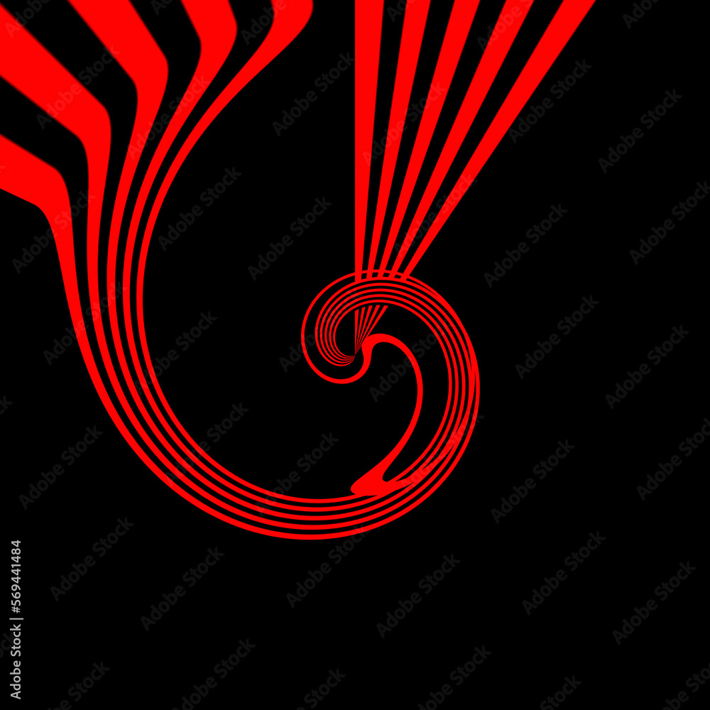 red spiral lines and curves in swirl pattern, abstract rows and ...