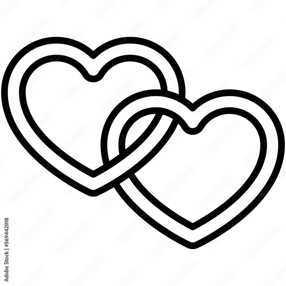 Linked hearts icon, Love and heart vector Stock Vector | Adobe Stock
