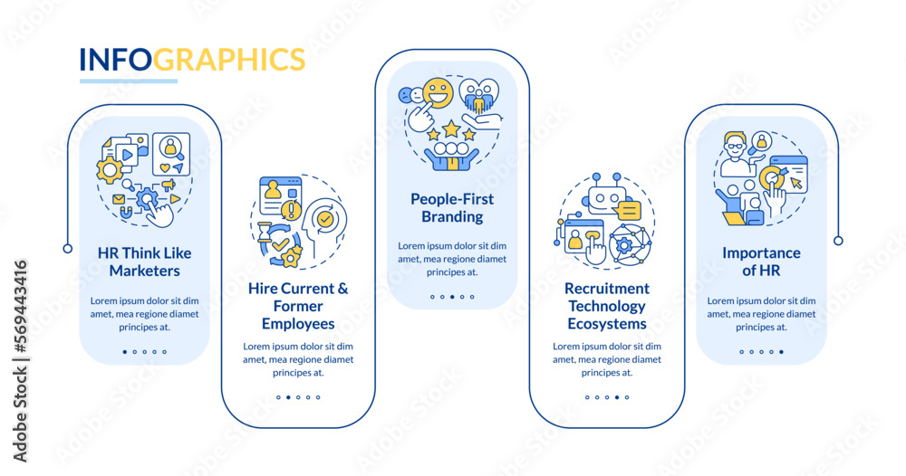 Recruitment trends blue rectangle infographic template. Human resources ...