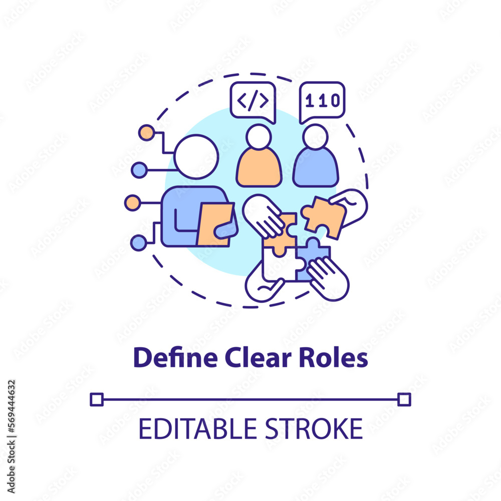 Define clear roles concept icon. Job description. IT staffing tip abstract idea thin line ...