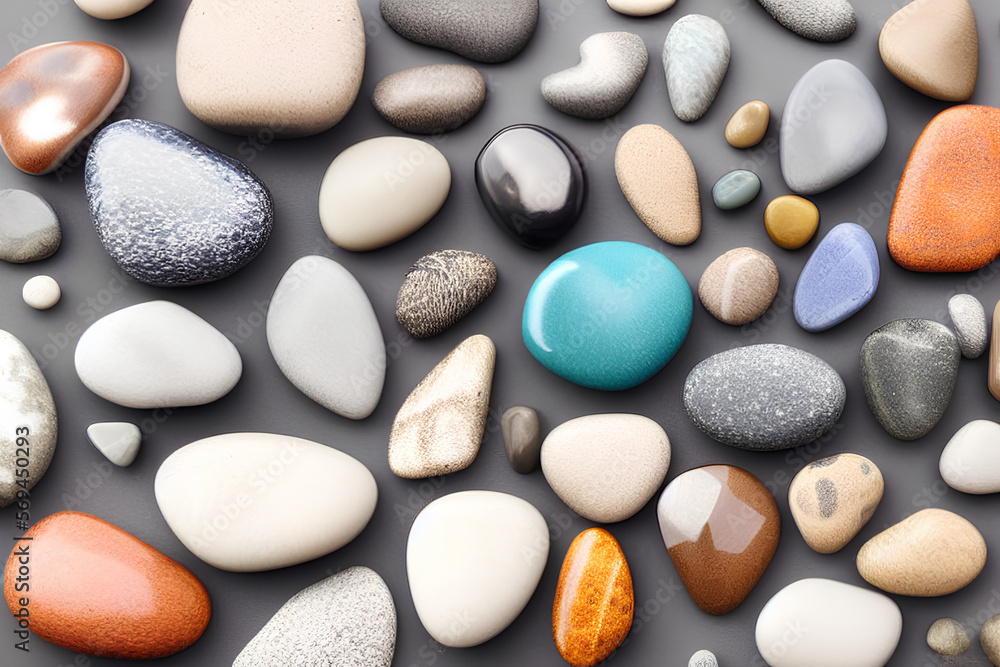 Set of different natural pebbles / stones with interesting patterns and ...