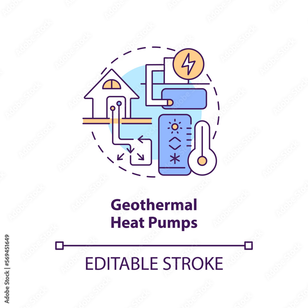 Geothermal heat pumps concept icon. Water circulation. Type of ...