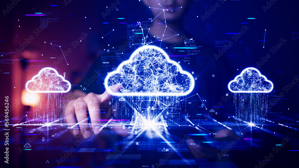Cloud And Edge Computing Technology Concept With Cybersecurity Data Protection System People