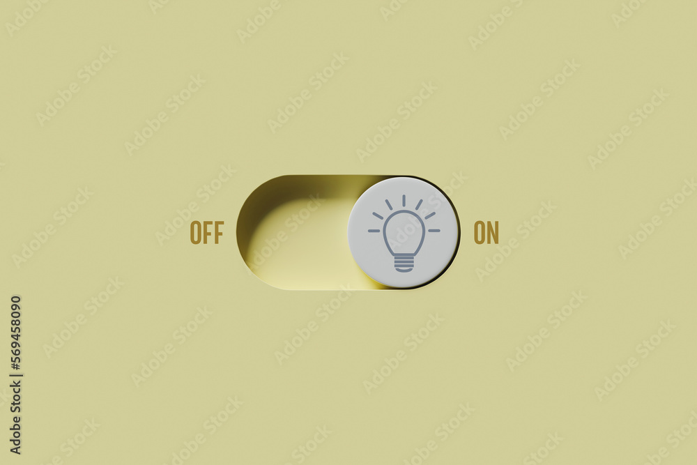 On and off toggle switch button, Light bulb icon, Creative idea and ...