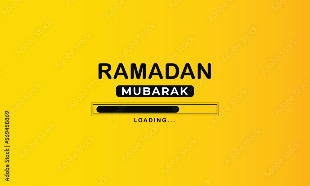 yellow ramadan mubarak loading background Flat design. Holiday ...
