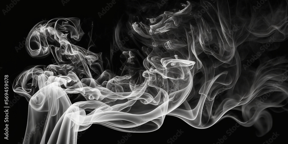 abstract soft white smoke float on air in black background Stock ...