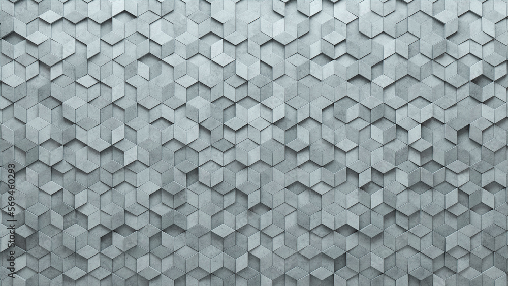 Diamond Shaped, Concrete Mosaic Tiles arranged in the shape of a wall ...
