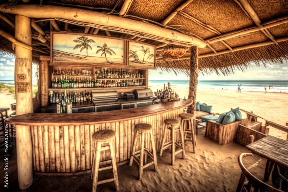 Beach vibe rumpus tiki bar in a tropical island Stock Illustration ...