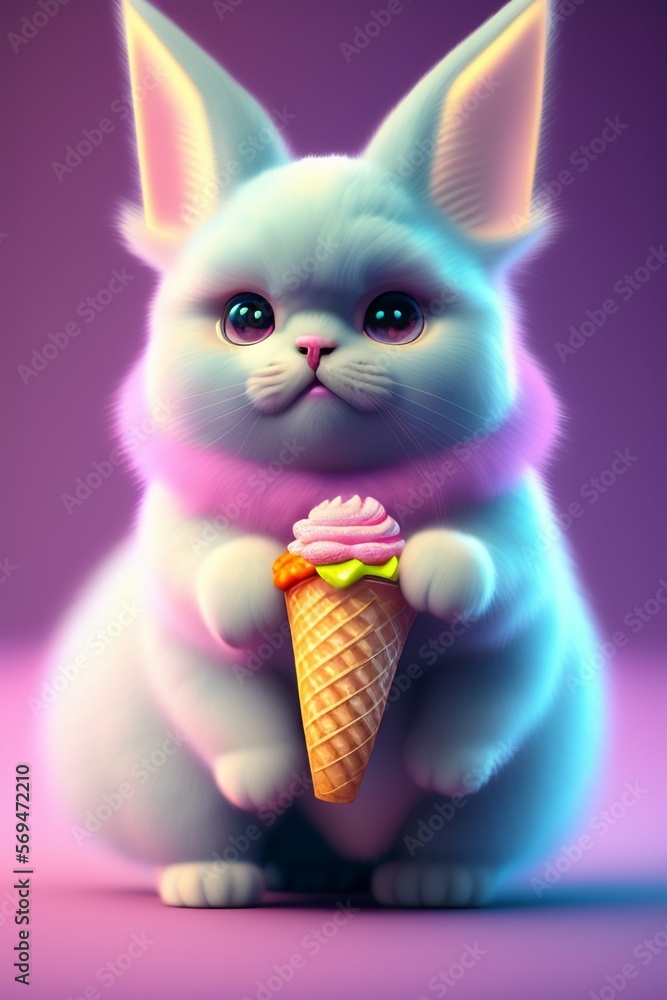 high quality 3 d render hyperrealist very cute pastel fluffy! grumpy ...