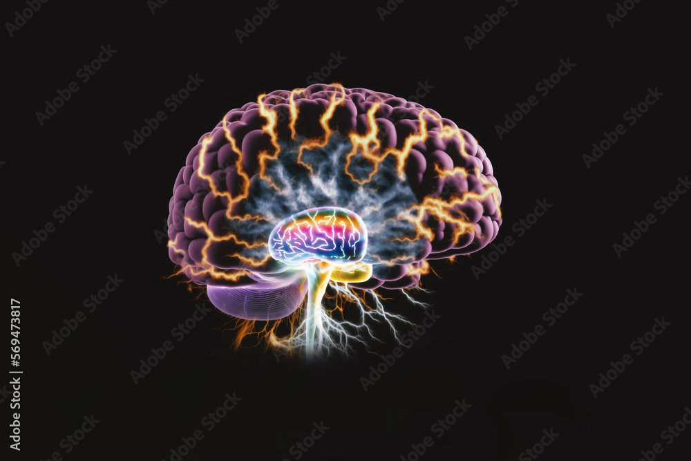 Brain, Science and Technology concept. Neural network. IQ, created with ...