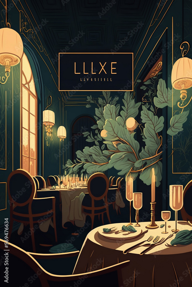 Affiche d'un restaurant de luxe Stock Illustration | Adobe Stock