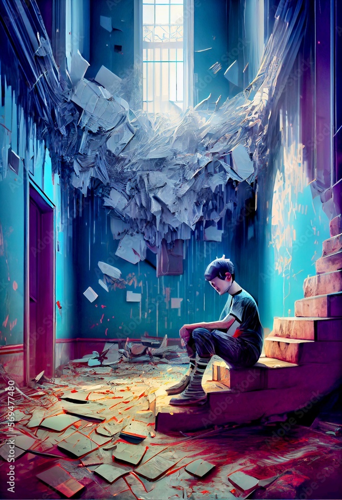 Generative AI abstract render of a depression Stock Illustration ...