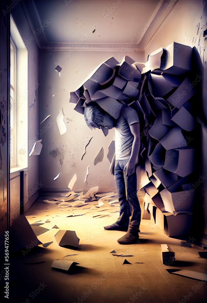 Generative AI abstract render of a depression Stock Illustration ...