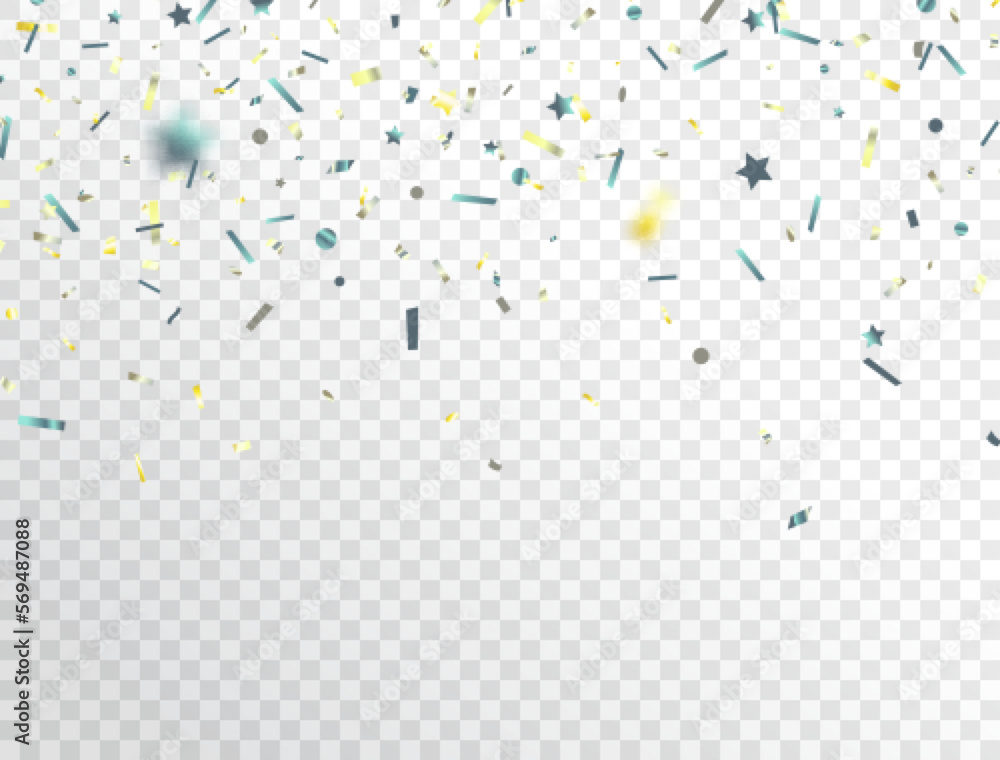 Confetti gold and blue banner. Serpentine particle paper texture ...