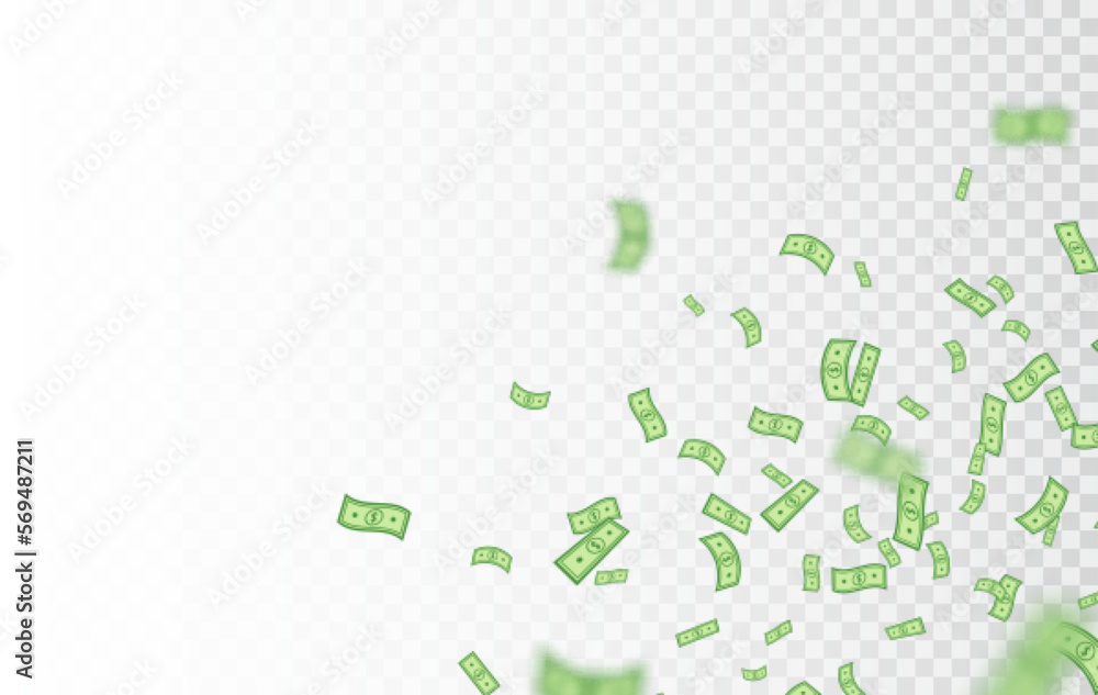 Dollar banknotes falling. Dollars green icon explosion. Money rain ...