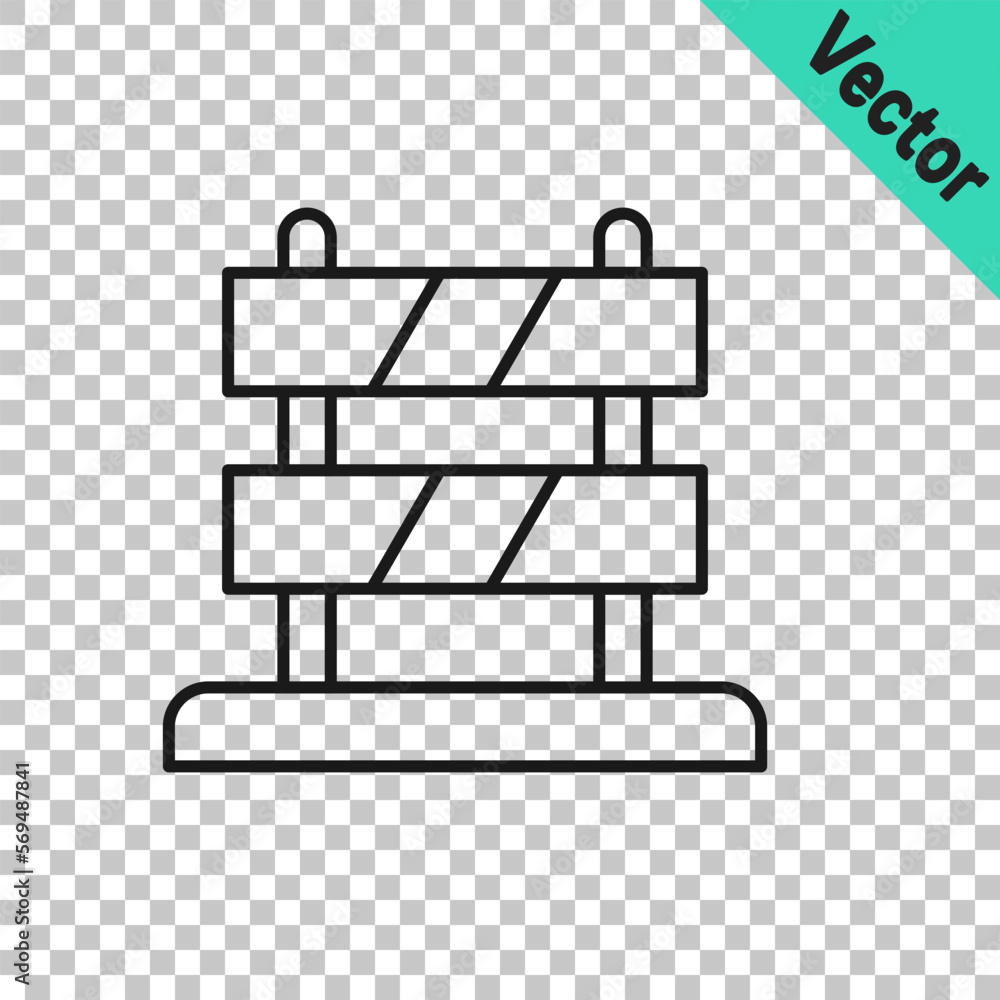 Black line End of railway tracks icon isolated on transparent ...