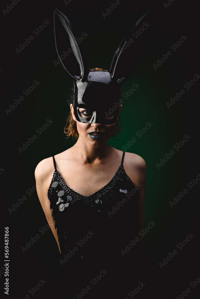 Sexy girl in a black bunny mask Stock Photo | Adobe Stock