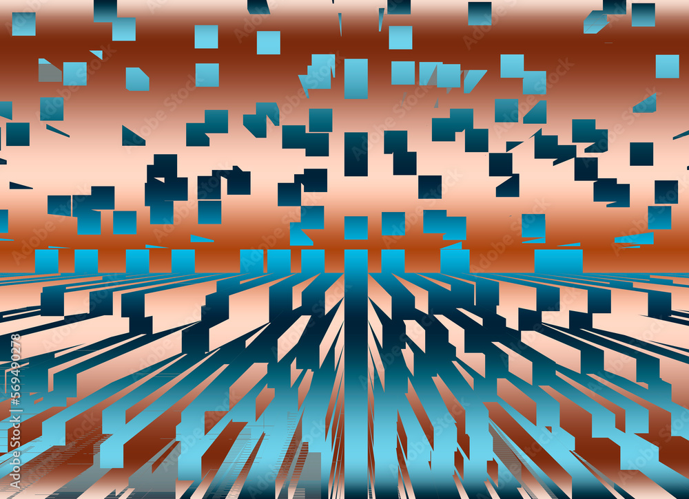 abstract shapes in zoom pattern. irregular lines and blocks in blue ...