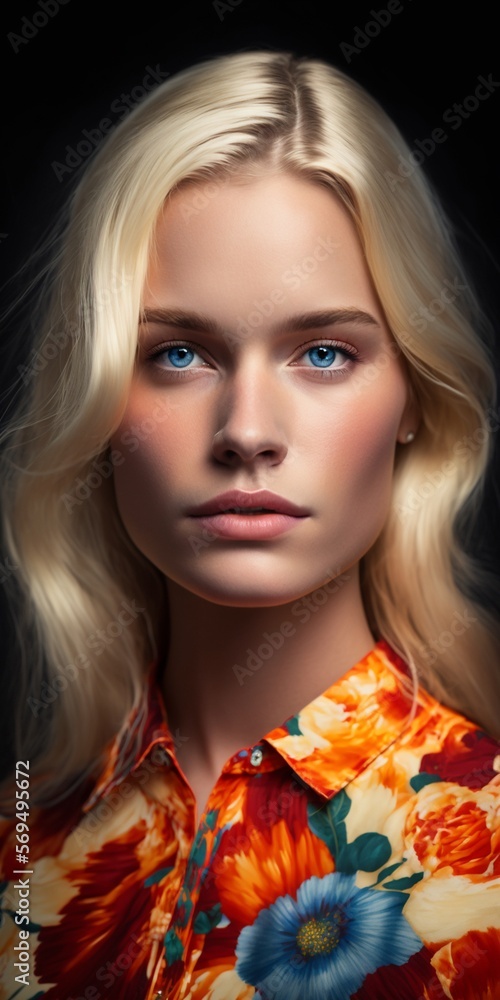 Hübsches blondes Model Portrait, Frau aus Holland im Fotostudio, ai ...