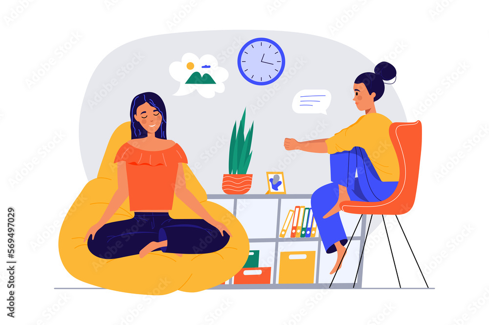 Dreaming people concept with people scene in the flat cartoon style ...