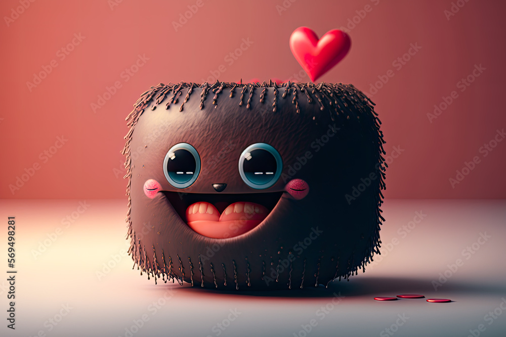 coockie monster Valentine's Day 3D character in cute kawaii style ...
