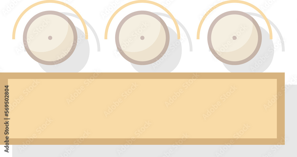 Table with chairs top view top view. Furniture element for dining room ...