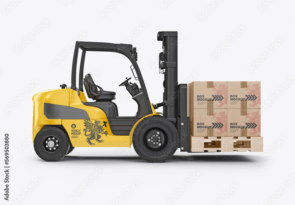Forklift with Boxes Mockup Stock Template | Adobe Stock
