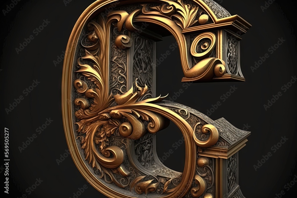 ภาพประกอบสต็อก G 3d medieval letter Medieval style alphabet collection ...