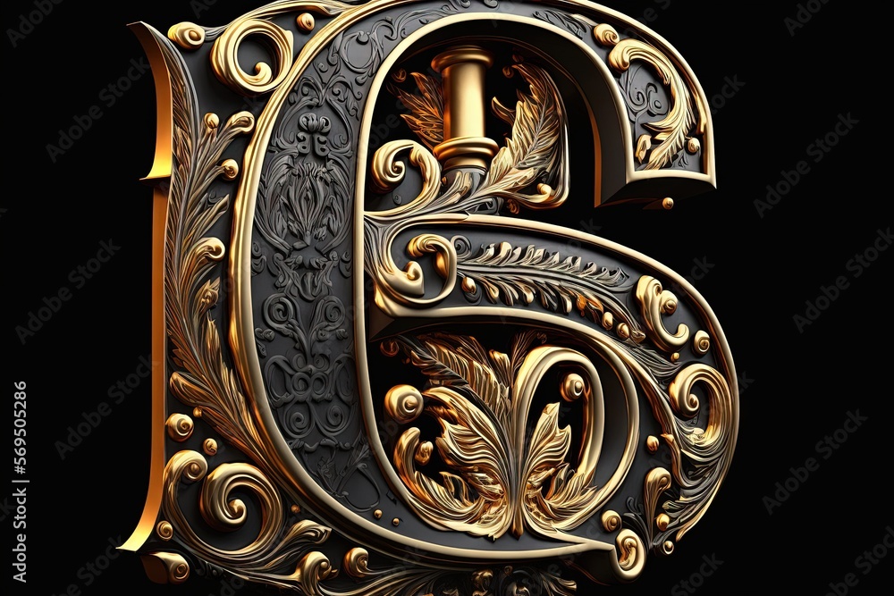 G 3d medieval letter Medieval style alphabet collection letter ...