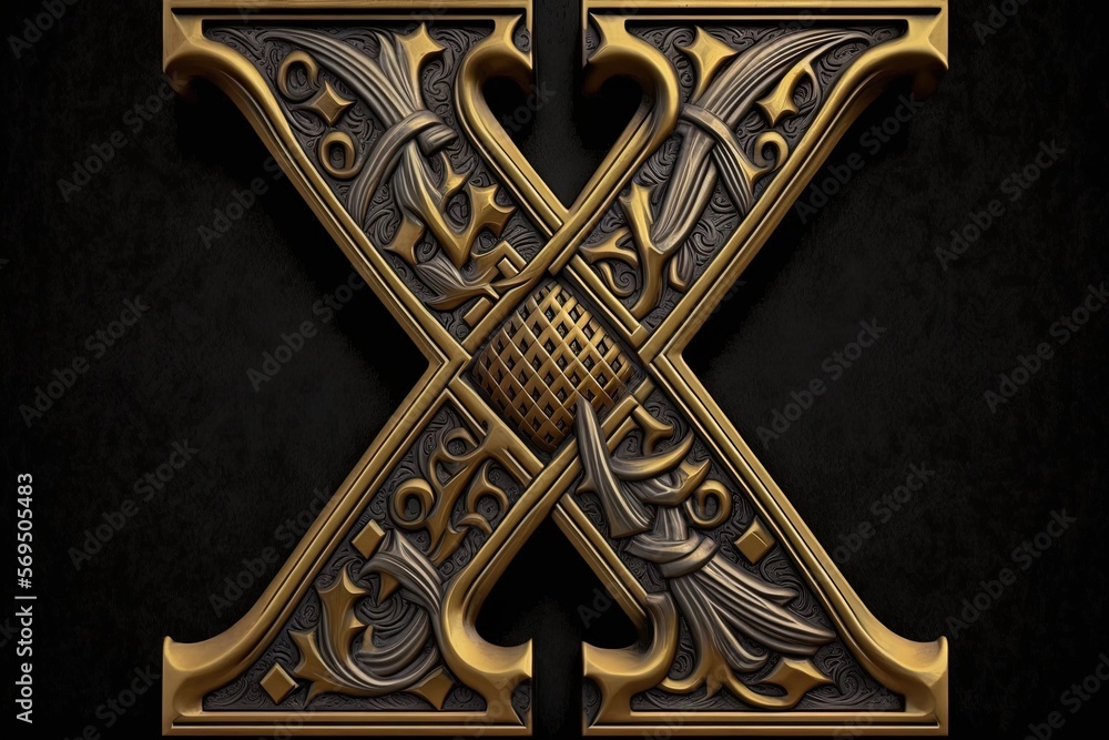 X 3d medieval letter Medieval style alphabet collection letter ...