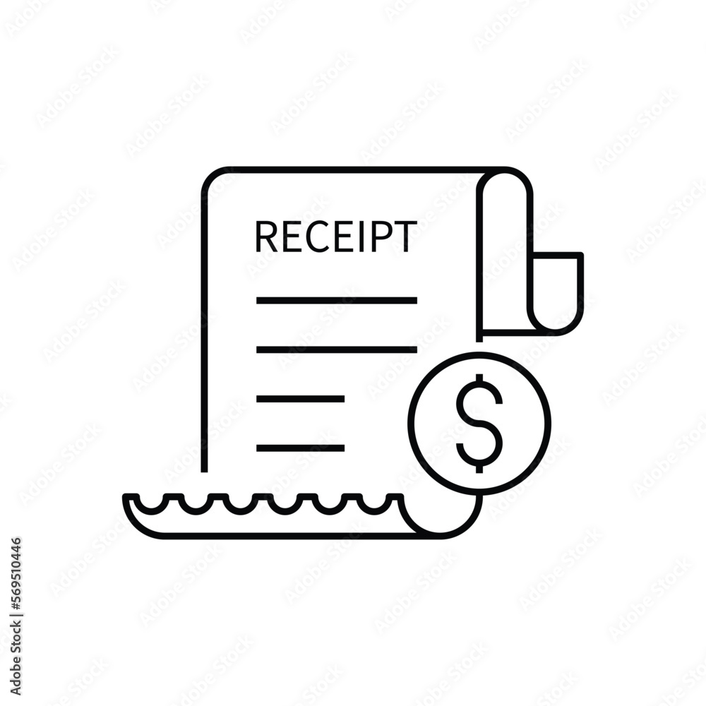 Payment receipt icon des, Invoice paper sign, digital receipt pictogram ...