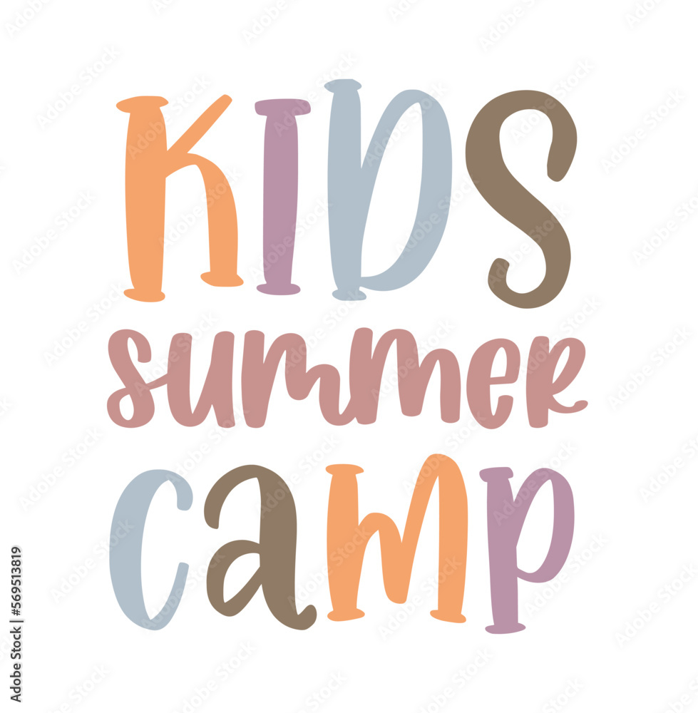 Kids summer camp. Pastel color illustration. Summer camp template ...