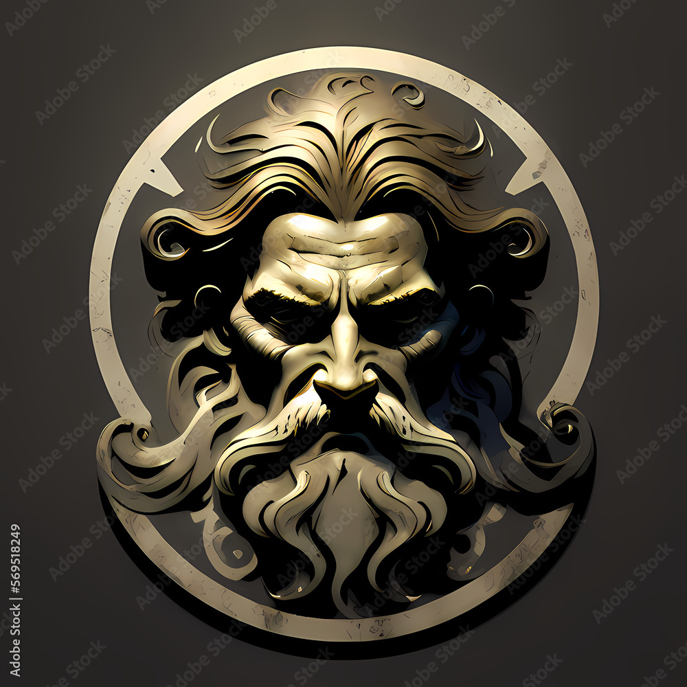 Zeus logo icon, liquid ink and watercolor. Vikings. Generative AI Stock ...