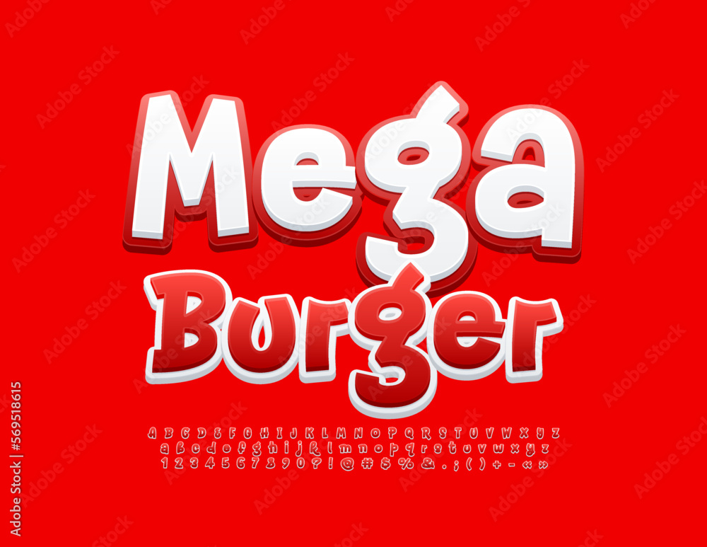 Vector bright Sign MegaBurger. Bright Alphabet Letters, Numbers and ...