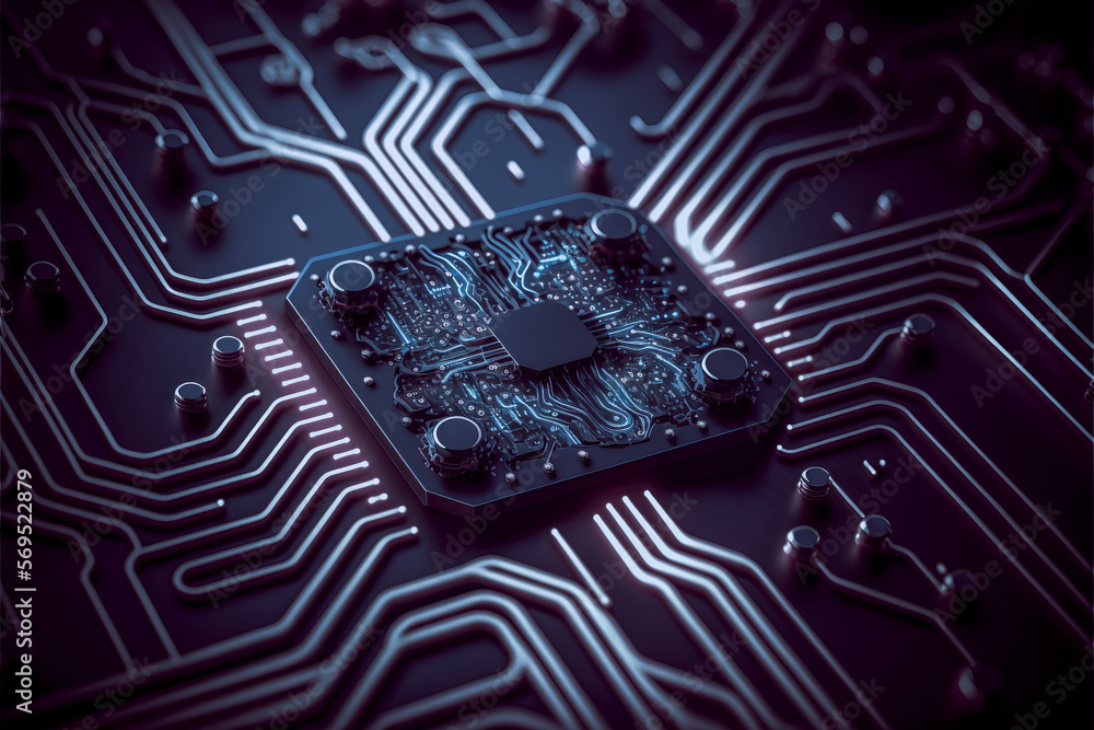 circuit cpu computer brain connected to computer equipment parts ...