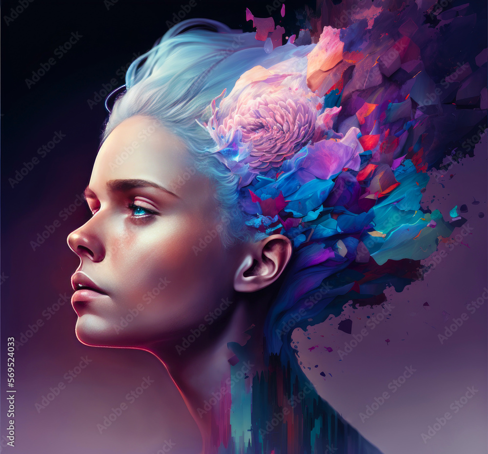 Collective mind concept art, exploding mind, inner world, dreams ...