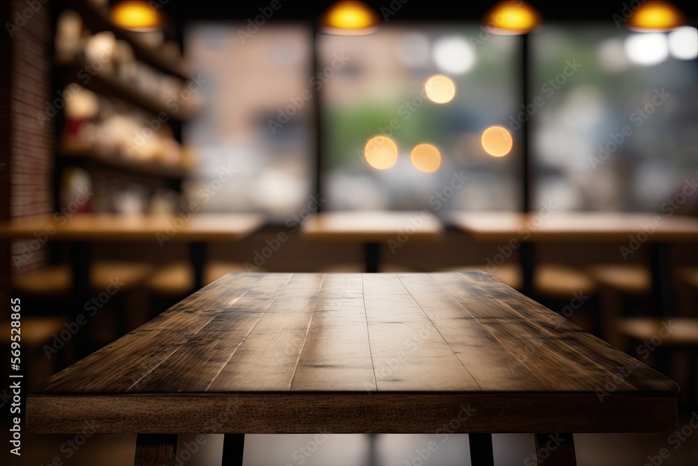 ภาพประกอบสต็อก Wild West Wood Table, Saloon Table Mockup for Product ...