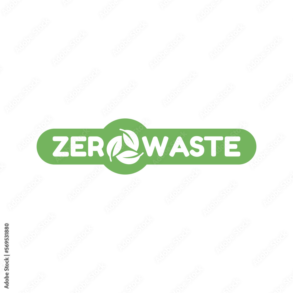 Vetor de Green zero waste logo. Zero waste lifestyle design concept. Eco life - reuse, reduce ...