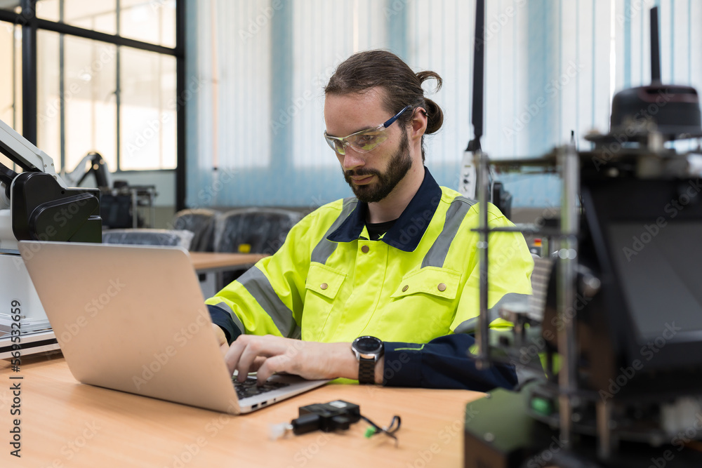 Foto de Male engineer using laptop computer for training Programmable ...