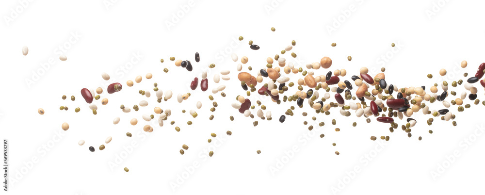 Mix beans fall down explosion, several kind bean float explode. Dried ...