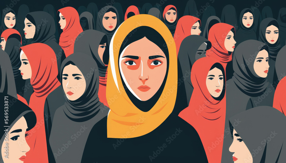 Ilustrace „Muslim activist demonstrating to stop women's abuse and ...