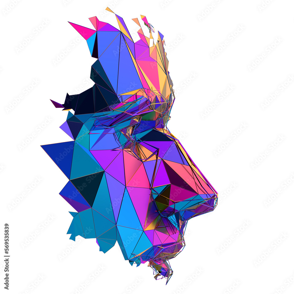 Abstract colorful face, 3d render Stock Illustration | Adobe Stock