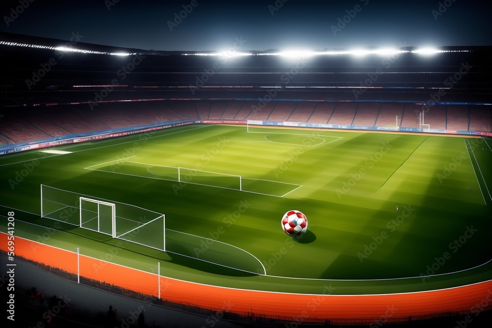 Best Soccer Ground with Football at Night Time Empty Football Ground ...