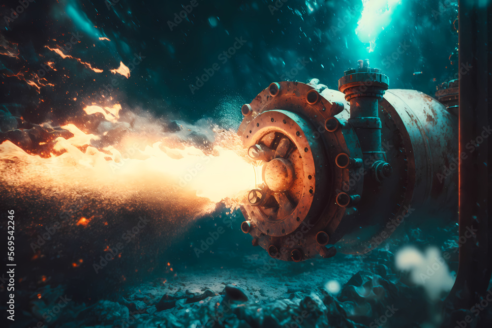 Metal pipes at bottom of sea burning after bang explosion, sabotage ...