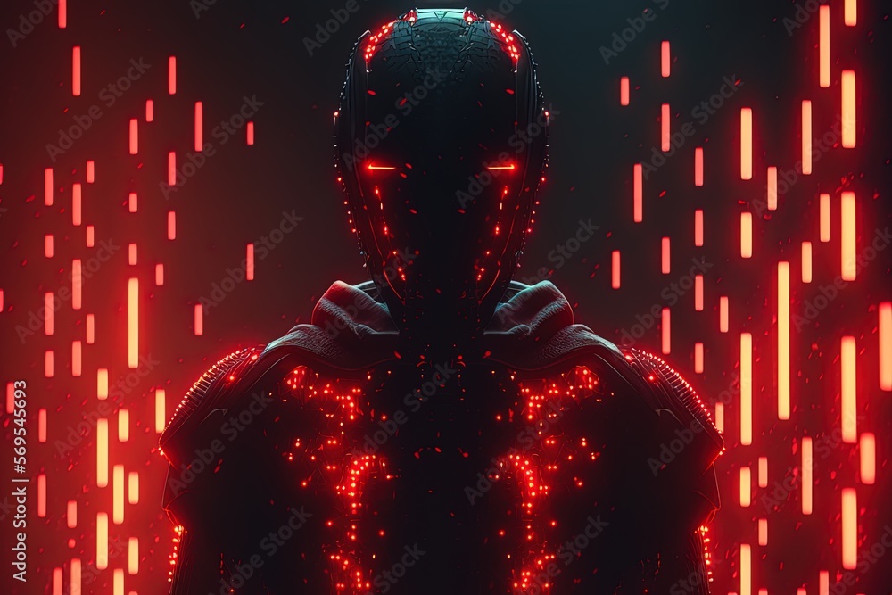 The menace of the AI. A human like android AI in a challenging pose ...