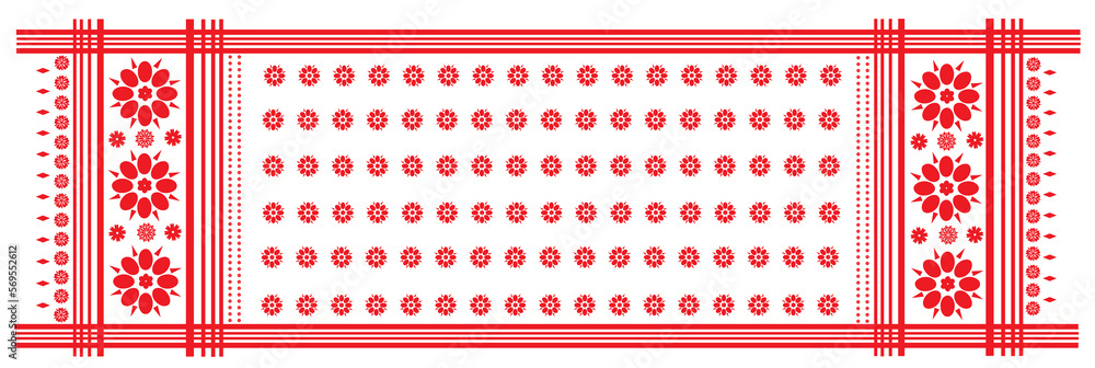 Assamese Gamosa with Full Floral Design Stock Illustration | Adobe Stock