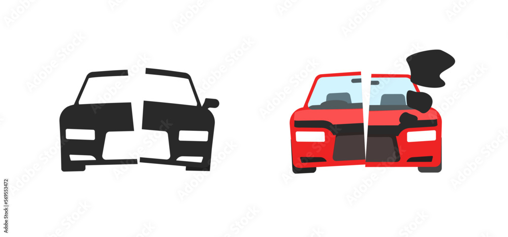 Car broken breakdown icon vector simple black pictogram graphic, flat ...