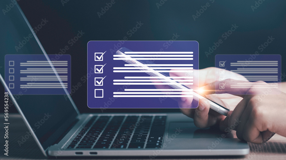 Digital work checklist or electronic smart daily checklist concept ...