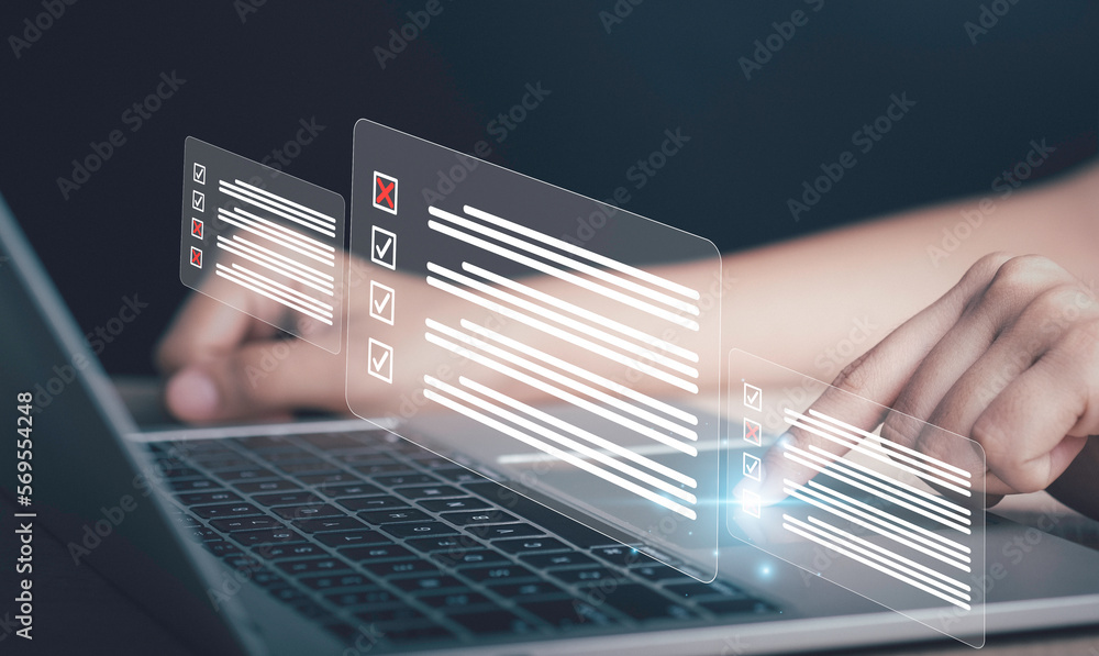 Digital work checklist or electronic smart daily checklist concept ...