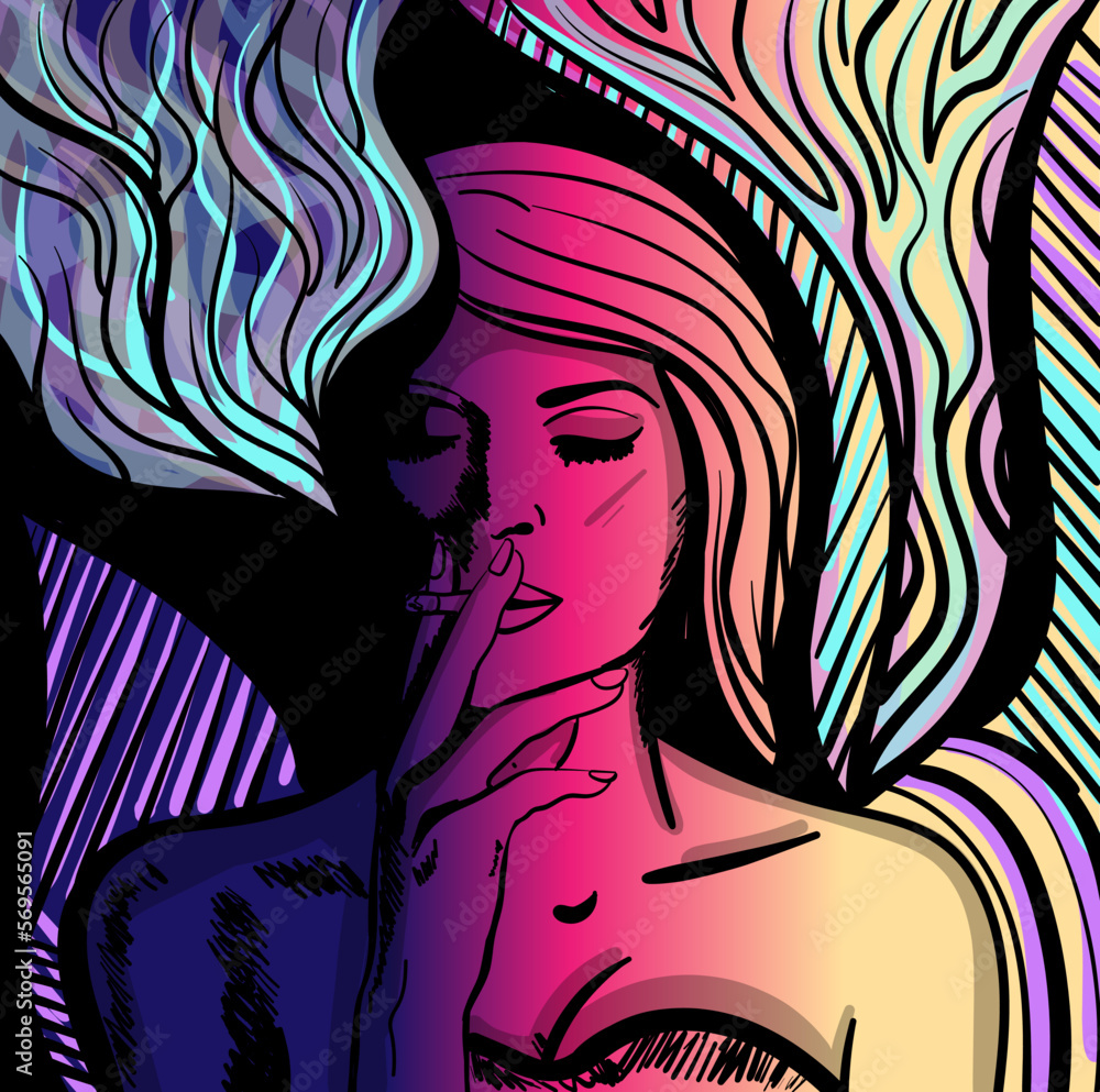 Girl Smoking Painting